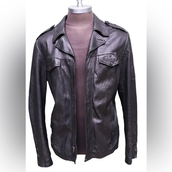 Jackets & Coats | Ever Brand Black Leather Zip Up With Buttons ...